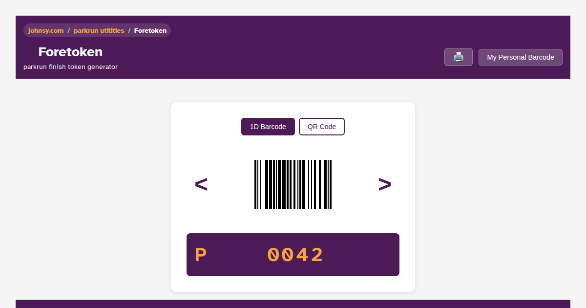 Create parkrun Finish Tokens | Free Barcode Generator for Events
